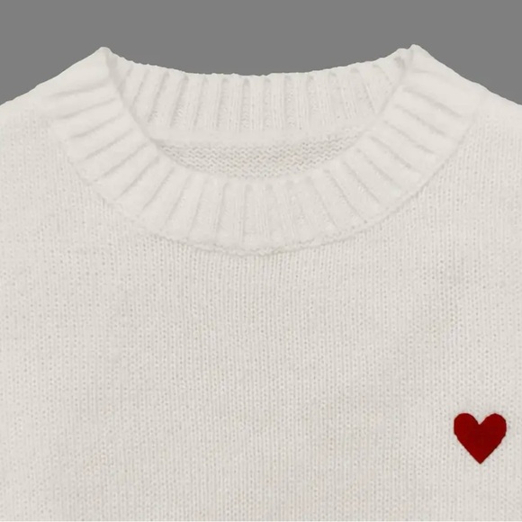Sweaters | Classic Crewneck Heart Embroidered Sweater | Poshmark